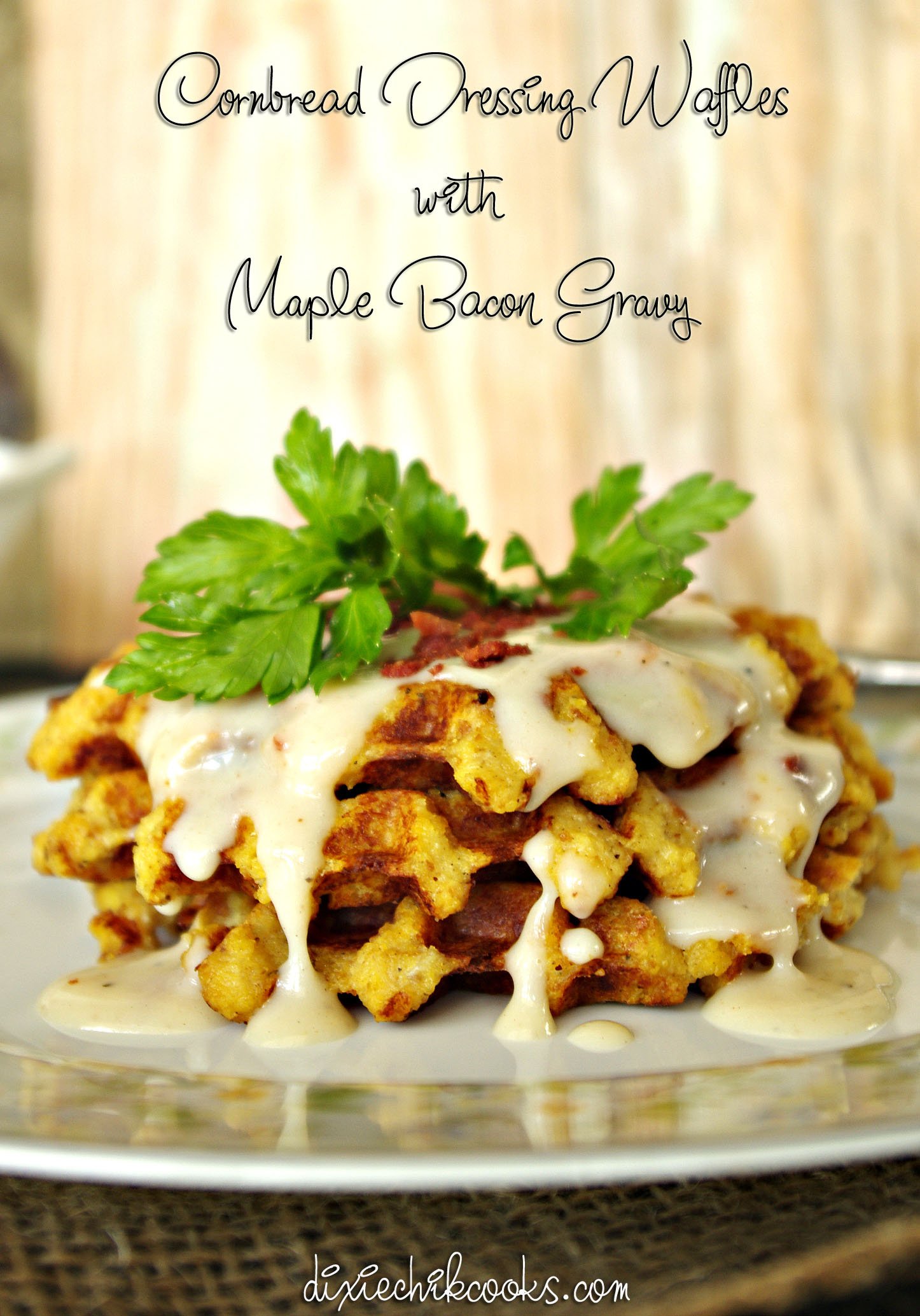 Cornbread Dressing Waffles With Maple Bacon Gravy