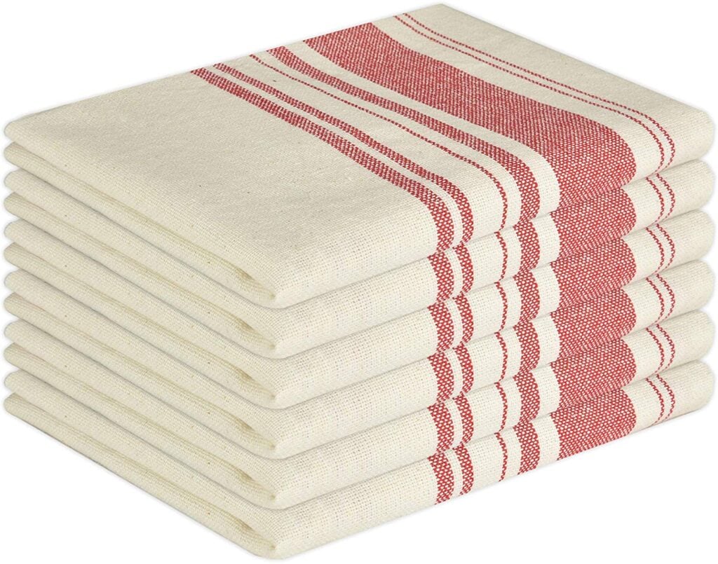 Glamburg Vintage Stripe Premium Cotton Kitchen Dish Towels 6-Pack 16x26 ...
